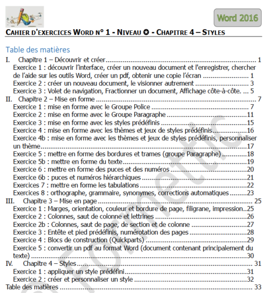 Word 2016 – Cahier d’exercices n°1 - Formettic